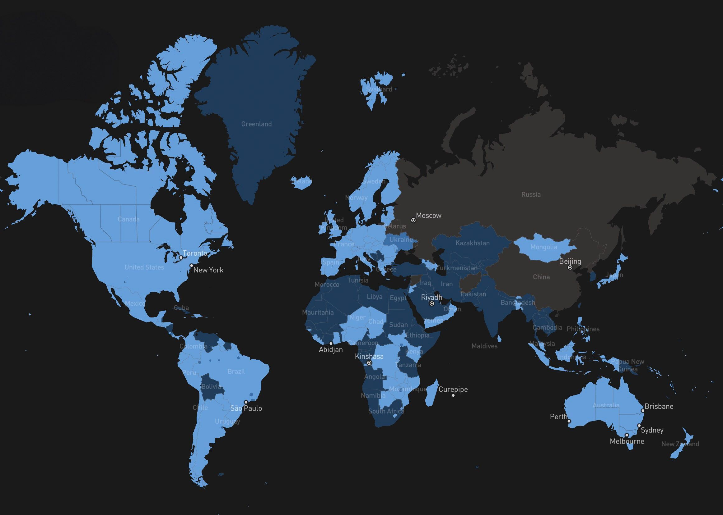 Mapa de cobertura de Starlink TS2 Space